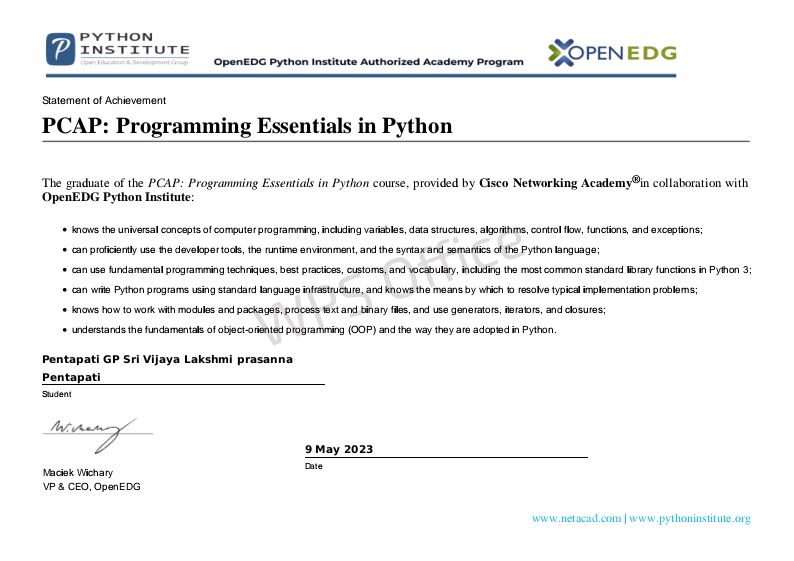 Pentapati GP SRI VIJAYA LAKSHMI PRASANNA on LinkedIn: #cisco #python # ... Pentapati GP SRI VIJAYA LAKSHMI PRASANNA on LinkedIn: #cisco #python # ...