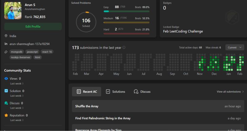 Arun S on LinkedIn: #milestoneachievement #leetcode #leetcode # ... Arun S on LinkedIn: #milestoneachievement #leetcode #leetcode # ...