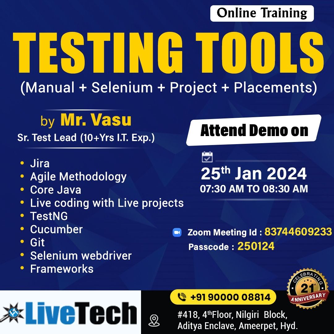 LiveTech QA on LinkedIn: #livetech #testingtools #java #selenium #vasu LiveTech QA on LinkedIn: #livetech #testingtools #java #selenium #vasu