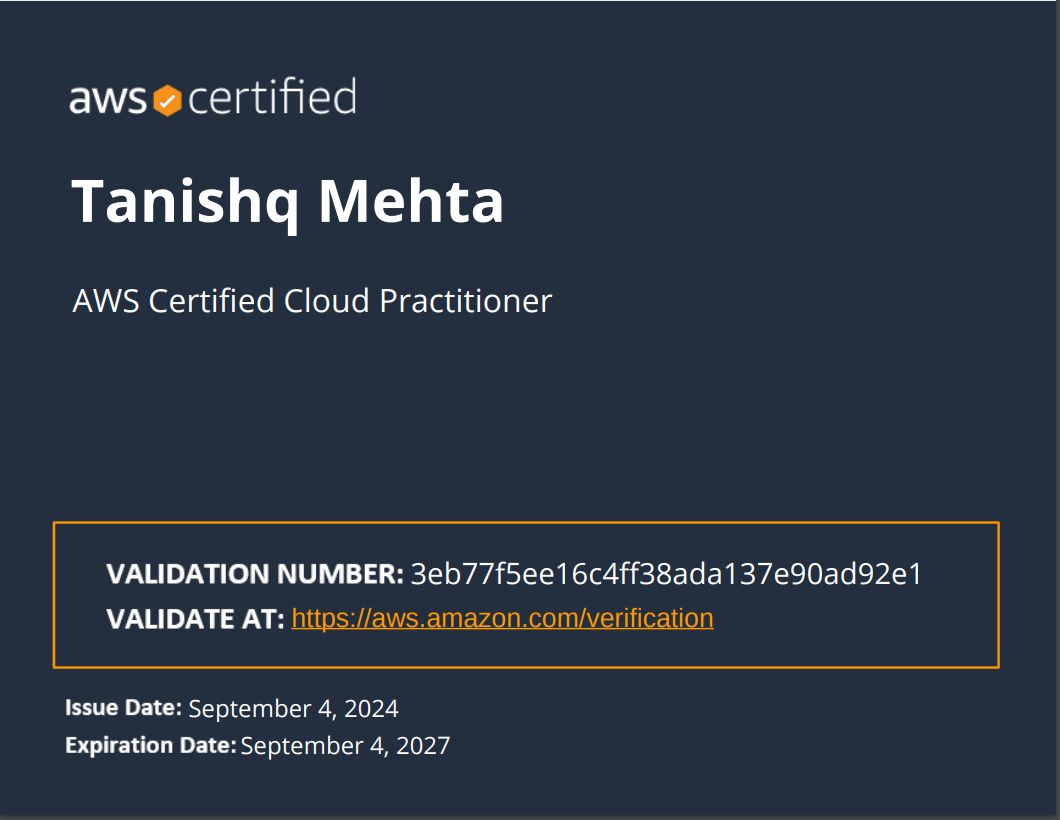Tanishq Mehta on LinkedIn: #aws #awscertifications #cloudcomputing Tanishq Mehta on LinkedIn: #aws #awscertifications #cloudcomputing