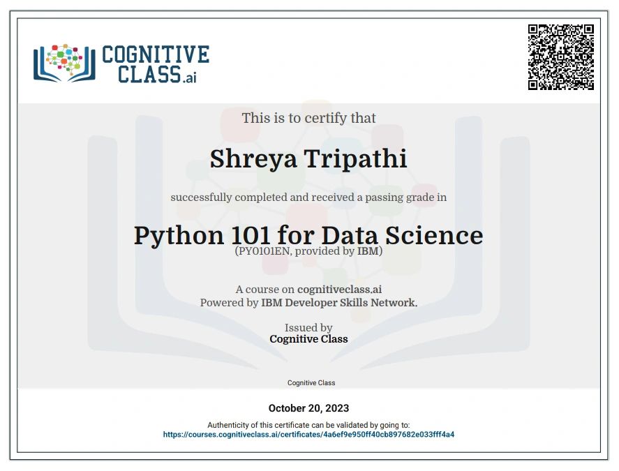 Shreya Tripathi on LinkedIn: #python #certification #ibm #datascience # ... Shreya Tripathi on LinkedIn: #python #certification #ibm #datascience # ...