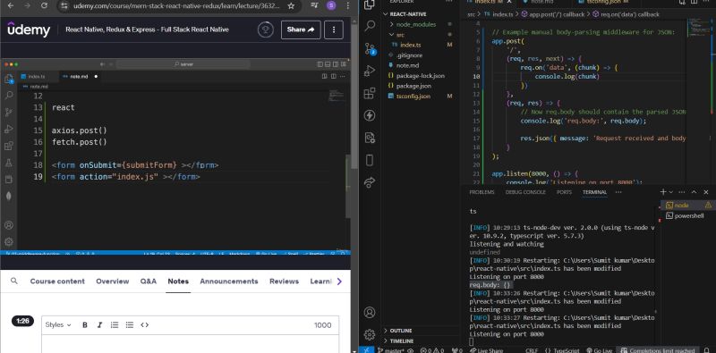 #day2 #learningjourney #nodejs #expressjs #programming #masai #udemy ... #day2 #learningjourney #nodejs #expressjs #programming #masai #udemy ...