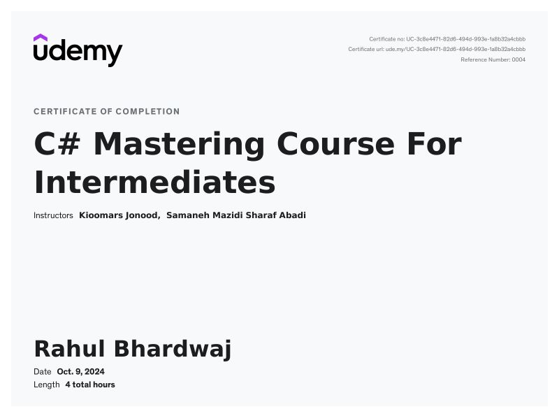 Rahul Bhardwaj on LinkedIn: #csharp #programming #udemy # ... Rahul Bhardwaj on LinkedIn: #csharp #programming #udemy # ...