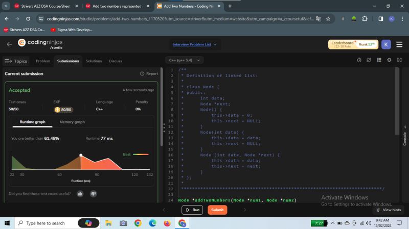 Kalki Dang on LinkedIn: Solved Add 2 Numbers in Linked list Approach ... Kalki Dang on LinkedIn: Solved Add 2 Numbers in Linked list Approach ...