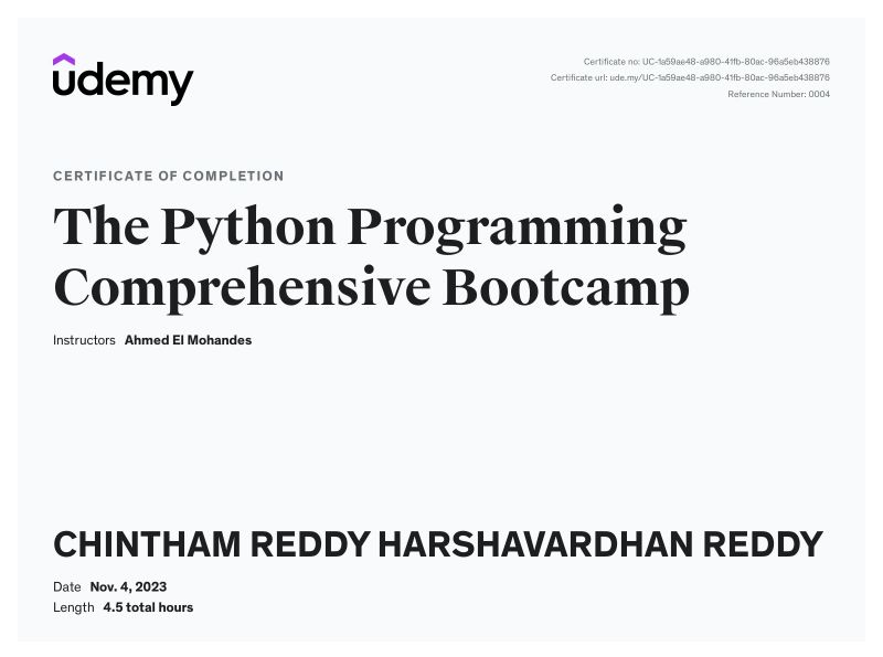 I have learn the python programming basics and logical programming ... I have learn the python programming basics and logical programming ...