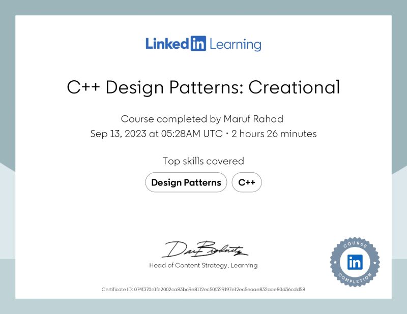 Maruf Ahmed Rahad on LinkedIn: #cplusplus #designpatterns Maruf Ahmed Rahad on LinkedIn: #cplusplus #designpatterns