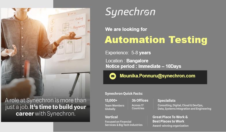 Mounika P on LinkedIn: #hiring #automationtesting #immediatejoiners # ... Mounika P on LinkedIn: #hiring #automationtesting #immediatejoiners # ...