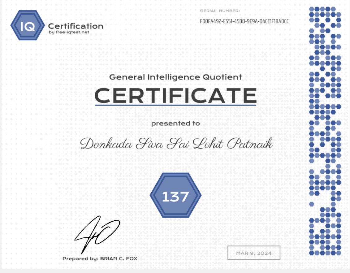 Lohit Donkada on LinkedIn: #iq #intelligencequotient #iqtest Lohit Donkada on LinkedIn: #iq #intelligencequotient #iqtest