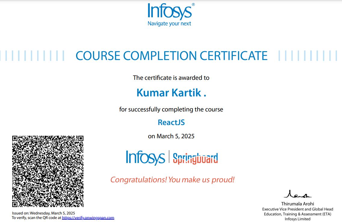 #reactjs #infosys #certification #webdevelopment #frontend #learning ... #reactjs #infosys #certification #webdevelopment #frontend #learning ...