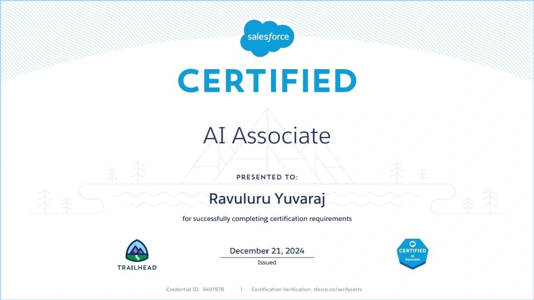 Yuvaraj Ravuluru on LinkedIn: Ending the year with my new Salesforce AI ... Yuvaraj Ravuluru on LinkedIn: Ending the year with my new Salesforce AI ...