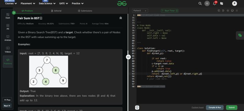 #gfg160 #gfg160 #binarysearchtree #pairsum #twopointers #dsa… | Parth ... #gfg160 #gfg160 #binarysearchtree #pairsum #twopointers #dsa… | Parth ...