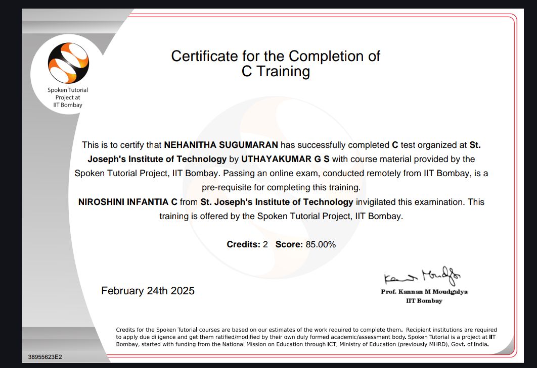 #c #cpp #spokentutorial #iitbombay | NEHANITHA SUGUMARAN #c #cpp #spokentutorial #iitbombay | NEHANITHA SUGUMARAN