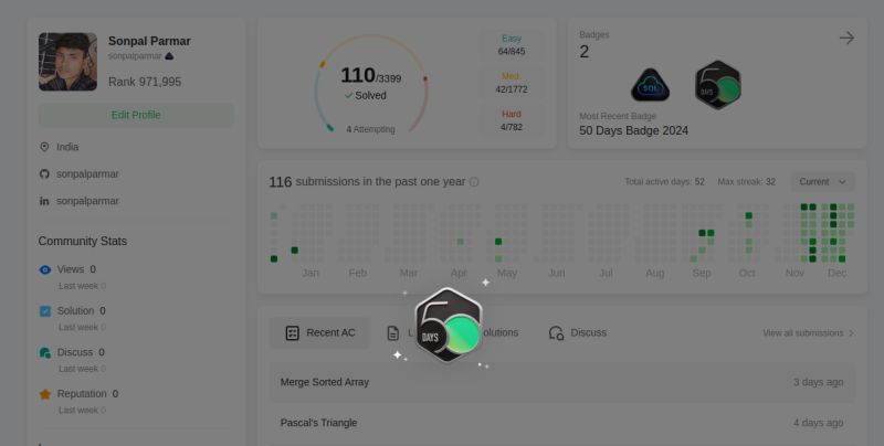 SONPAL PARMAR on LinkedIn: #leetcode #codingjourney #milestoneunlocked ... SONPAL PARMAR on LinkedIn: #leetcode #codingjourney #milestoneunlocked ...
