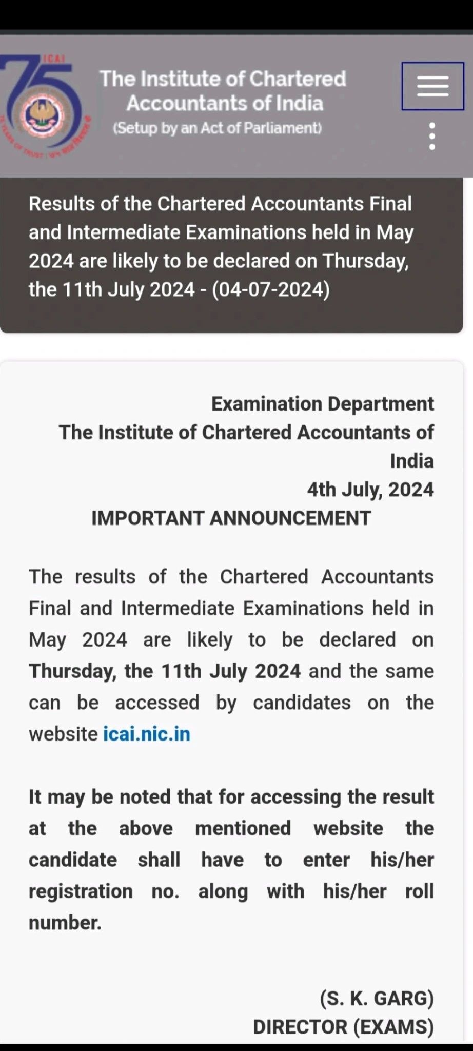 ICAI announces CA Intermediate and Final May 2024 results | PUSHKAR ... ICAI announces CA Intermediate and Final May 2024 results | PUSHKAR ...