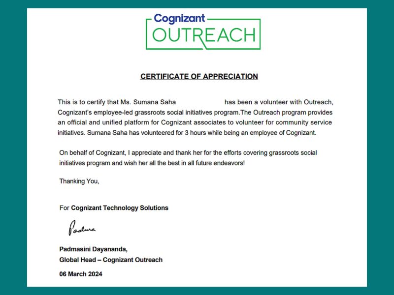 Sumana Saha on LinkedIn: #cognizantoutreach #outreach #volunteer # ... Sumana Saha on LinkedIn: #cognizantoutreach #outreach #volunteer # ...