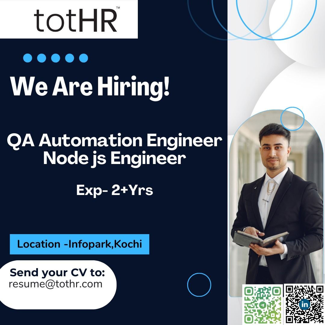 totHR on LinkedIn: #node #mern #mean #automationtester #selenium #kochi ... totHR on LinkedIn: #node #mern #mean #automationtester #selenium #kochi ...