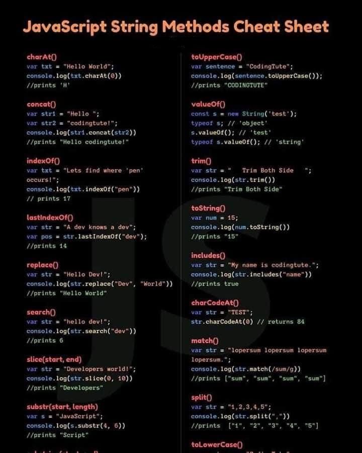 Javier Rodriguez Leon on LinkedIn: JavaScript string methods cheat sheet Javier Rodriguez Leon on LinkedIn: JavaScript string methods cheat sheet