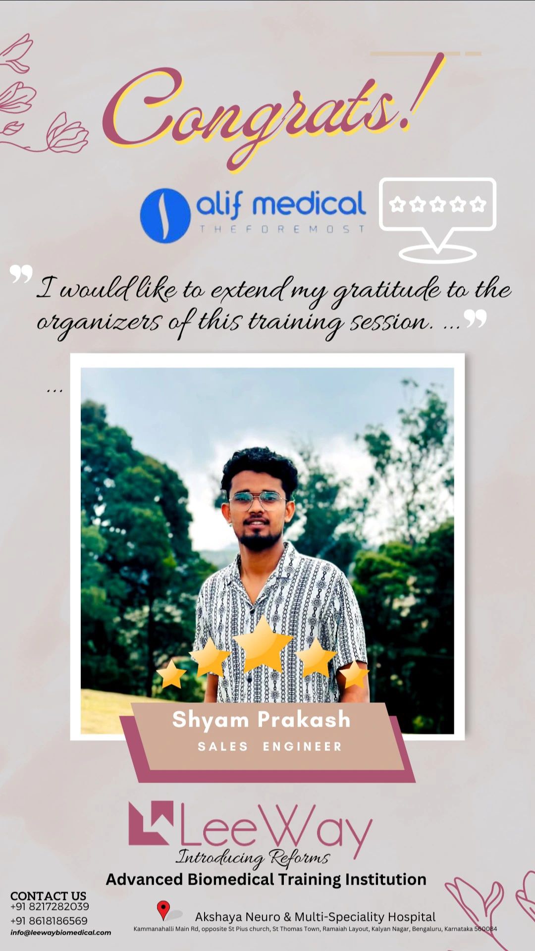 Leeway Biomedical on LinkedIn: Congratulations @Shyam Prakash on your ... Leeway Biomedical on LinkedIn: Congratulations @Shyam Prakash on your ...