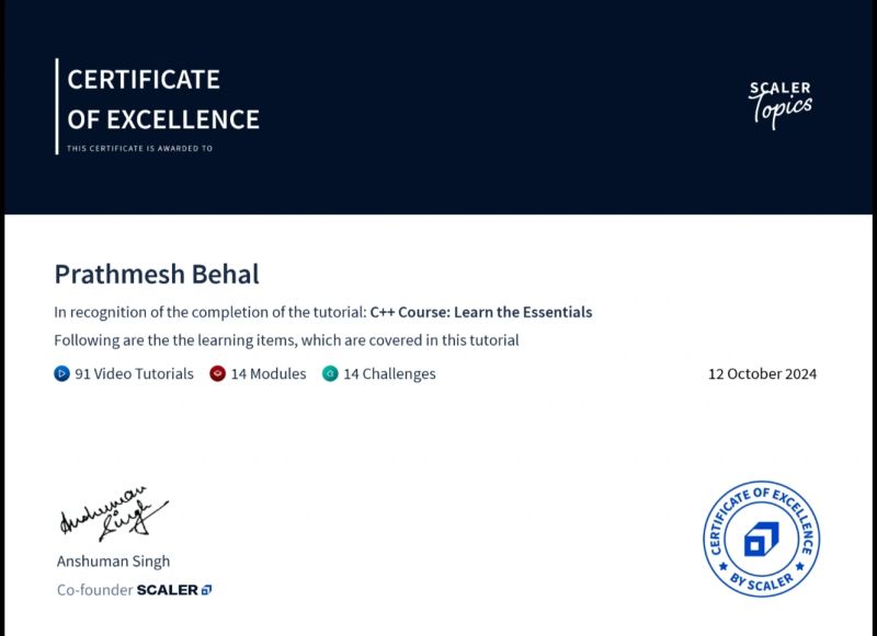 Prathmesh Behal on LinkedIn: #cplusplus #scaler #programming Prathmesh Behal on LinkedIn: #cplusplus #scaler #programming