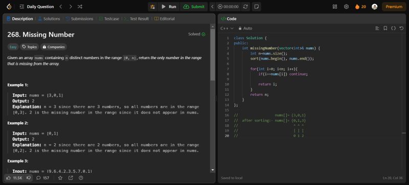 Shubham Kumar on LinkedIn: Day 20 of Solving DSA Problems LeetCode 268 ... Shubham Kumar on LinkedIn: Day 20 of Solving DSA Problems LeetCode 268 ...