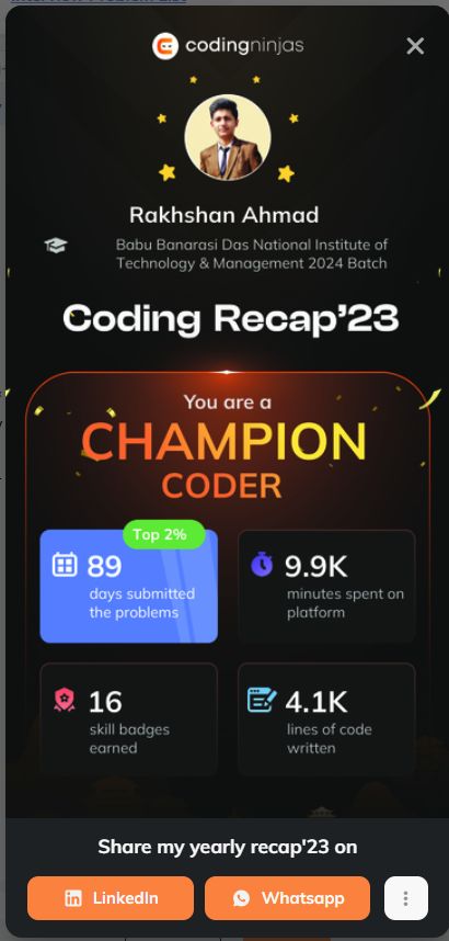 Rakhshan Ahmad on LinkedIn: #codingjourney #codingninjas Rakhshan Ahmad on LinkedIn: #codingjourney #codingninjas