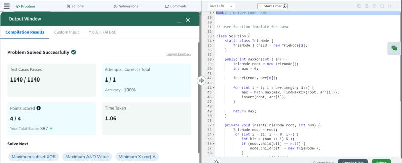 #java #dsa #trie #bitmanipulation #maximumxor #100daysofcode # ... #java #dsa #trie #bitmanipulation #maximumxor #100daysofcode # ...