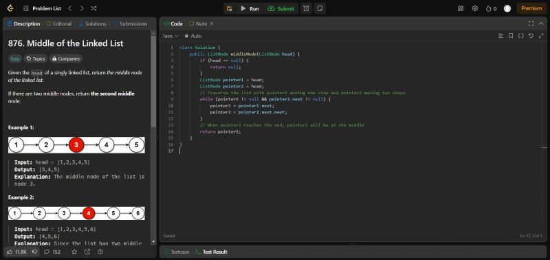 Resolved Middle of the Linked List problem on LeetCode | Anand G posted ... Resolved Middle of the Linked List problem on LeetCode | Anand G posted ...