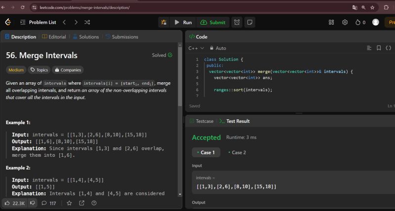 Resolved LeetCode Problem #56: Merge Intervals | VINOTH D posted on the ... Resolved LeetCode Problem #56: Merge Intervals | VINOTH D posted on the ...