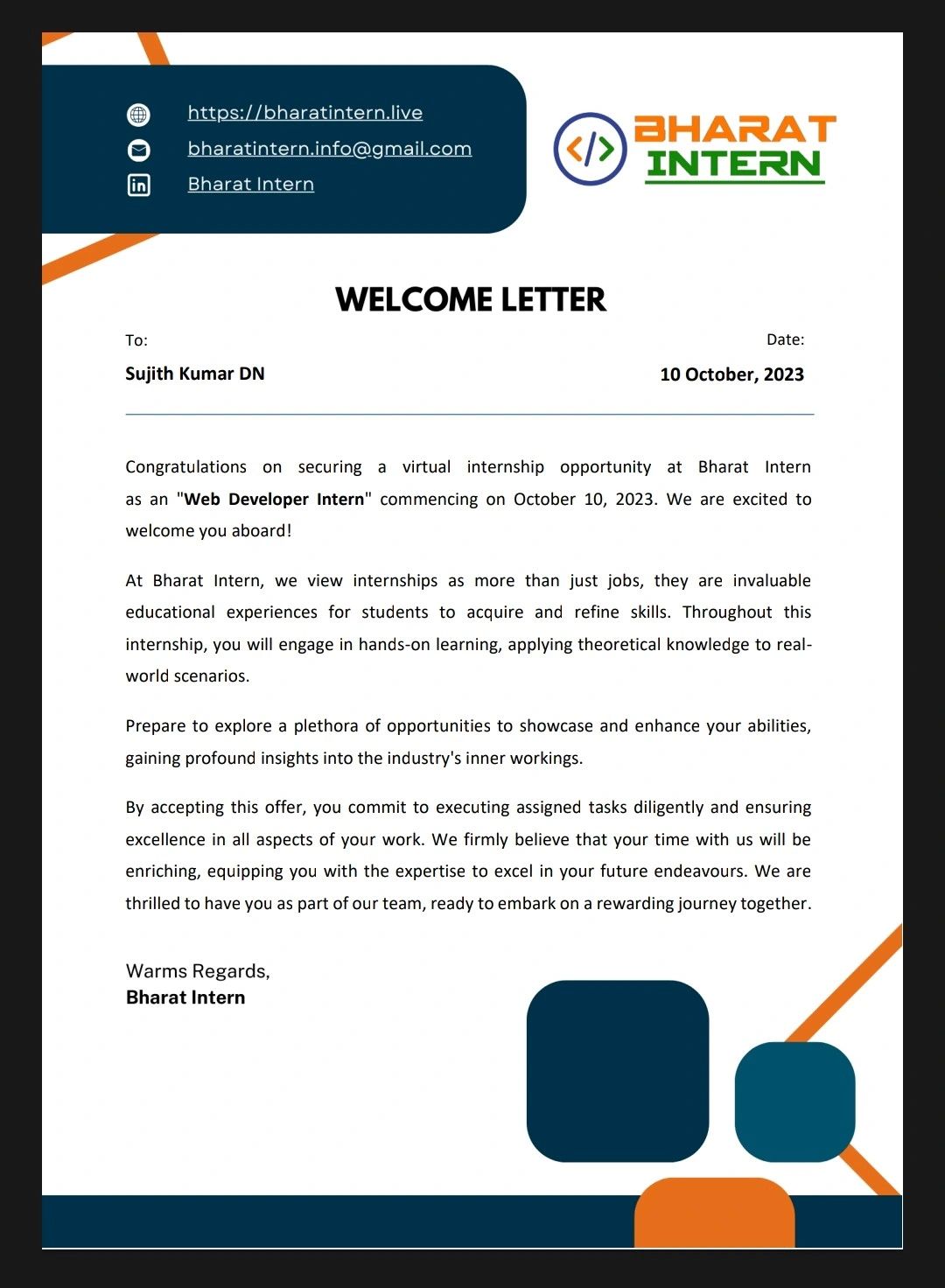 Sujith Kumar DN on LinkedIn: #internship #webdevelopment Sujith Kumar DN on LinkedIn: #internship #webdevelopment