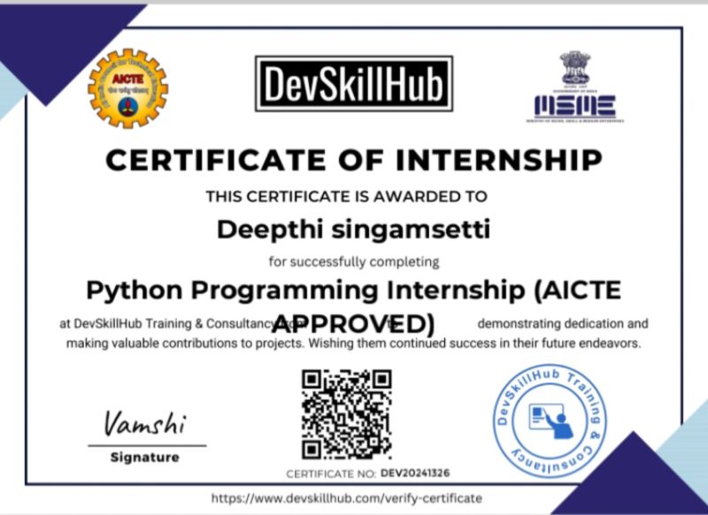 Deepu Singamsetti on LinkedIn: i got a python programming internship at ... Deepu Singamsetti on LinkedIn: i got a python programming internship at ...