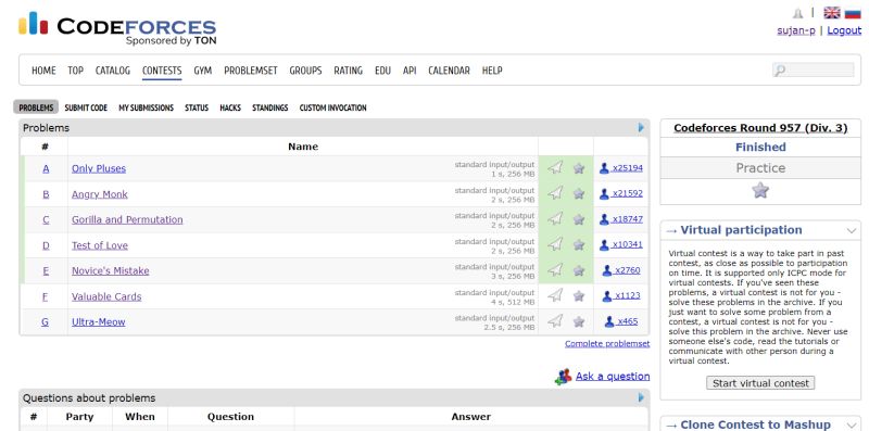 Finished Codeforces Round 957 with a 5th answer | Sujan P posted on the ... Finished Codeforces Round 957 with a 5th answer | Sujan P posted on the ...