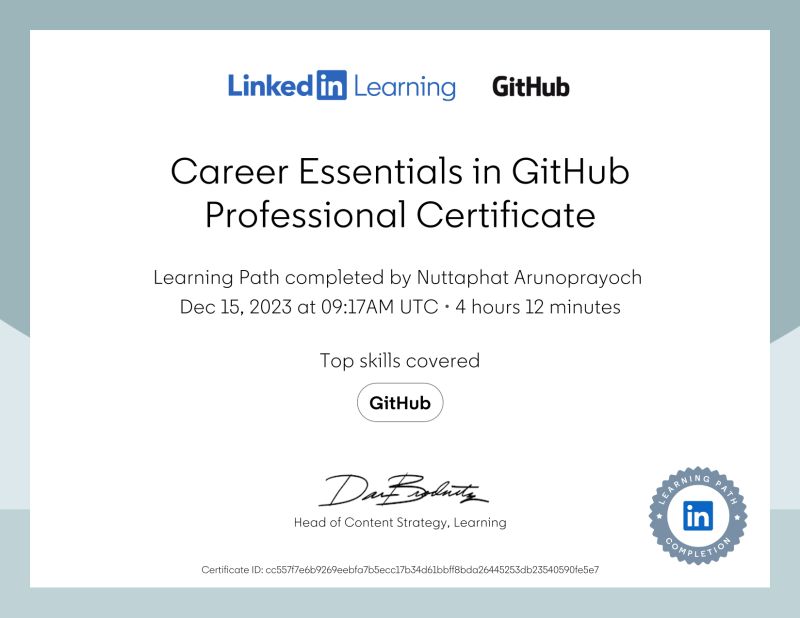 Nuttaphat Arunoprayoch on LinkedIn: Certificate of Completion Nuttaphat Arunoprayoch on LinkedIn: Certificate of Completion