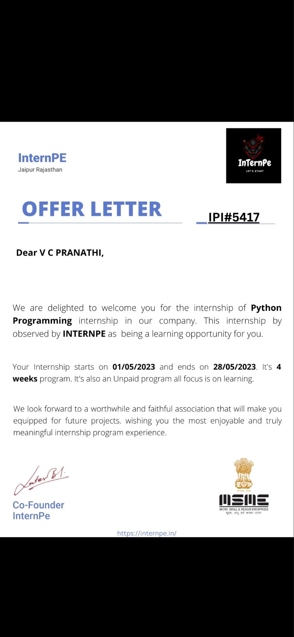 V C Pranathi on LinkedIn: #python #internship #pythonprogramming #internpe V C Pranathi on LinkedIn: #python #internship #pythonprogramming #internpe
