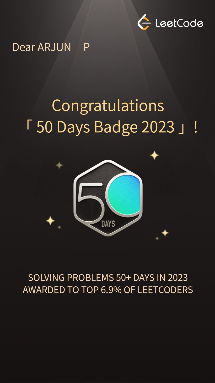 Grateful for 50 days of LeetCode learning | ARJUN P posted on the topic ... Grateful for 50 days of LeetCode learning | ARJUN P posted on the topic ...