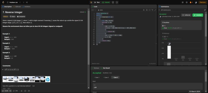 Day 20 of LeetCode Code Challenge: Reverse Integer | TANNU AGARWAL ... Day 20 of LeetCode Code Challenge: Reverse Integer | TANNU AGARWAL ...