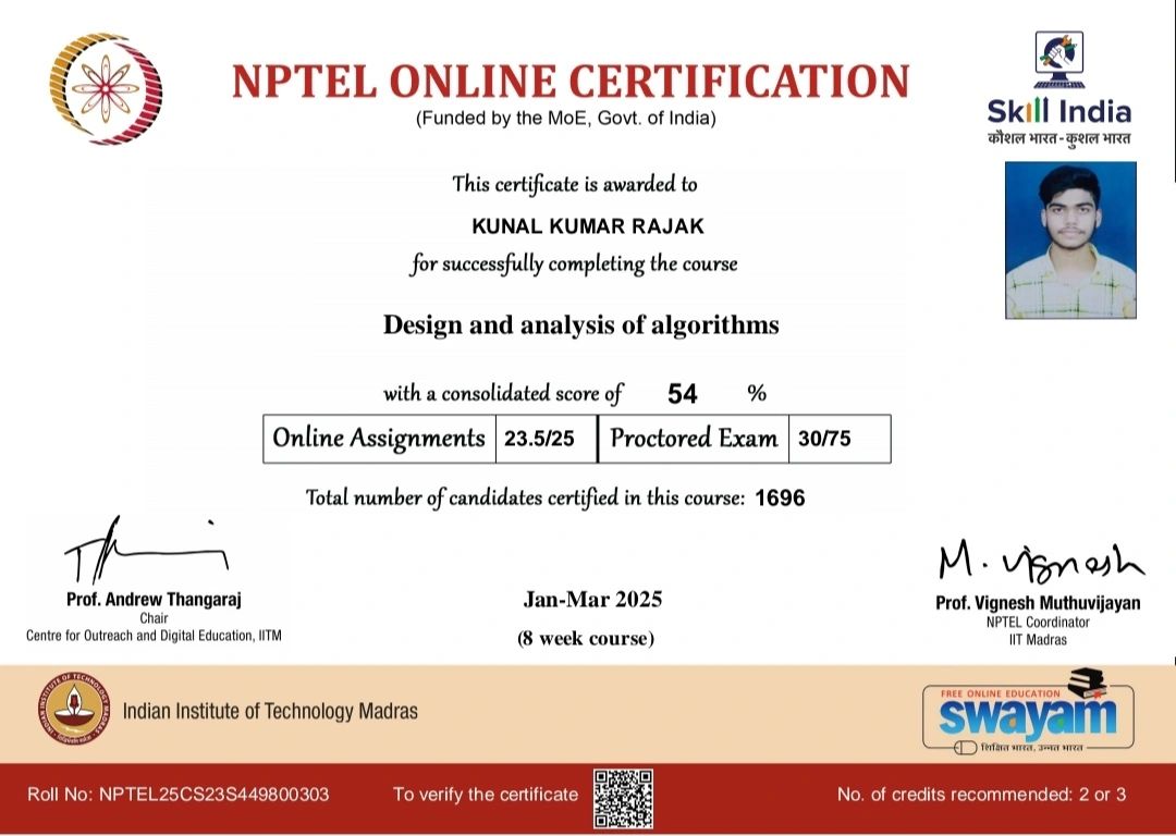 #algorithms #nptel #designandanalysisofalgorithms | Kunal Kumar Rajak #algorithms #nptel #designandanalysisofalgorithms | Kunal Kumar Rajak