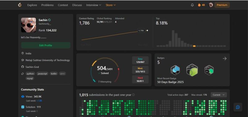 #leetcode #dsa #coding #neverstoplearning #milestone | SACHIN #leetcode #dsa #coding #neverstoplearning #milestone | SACHIN