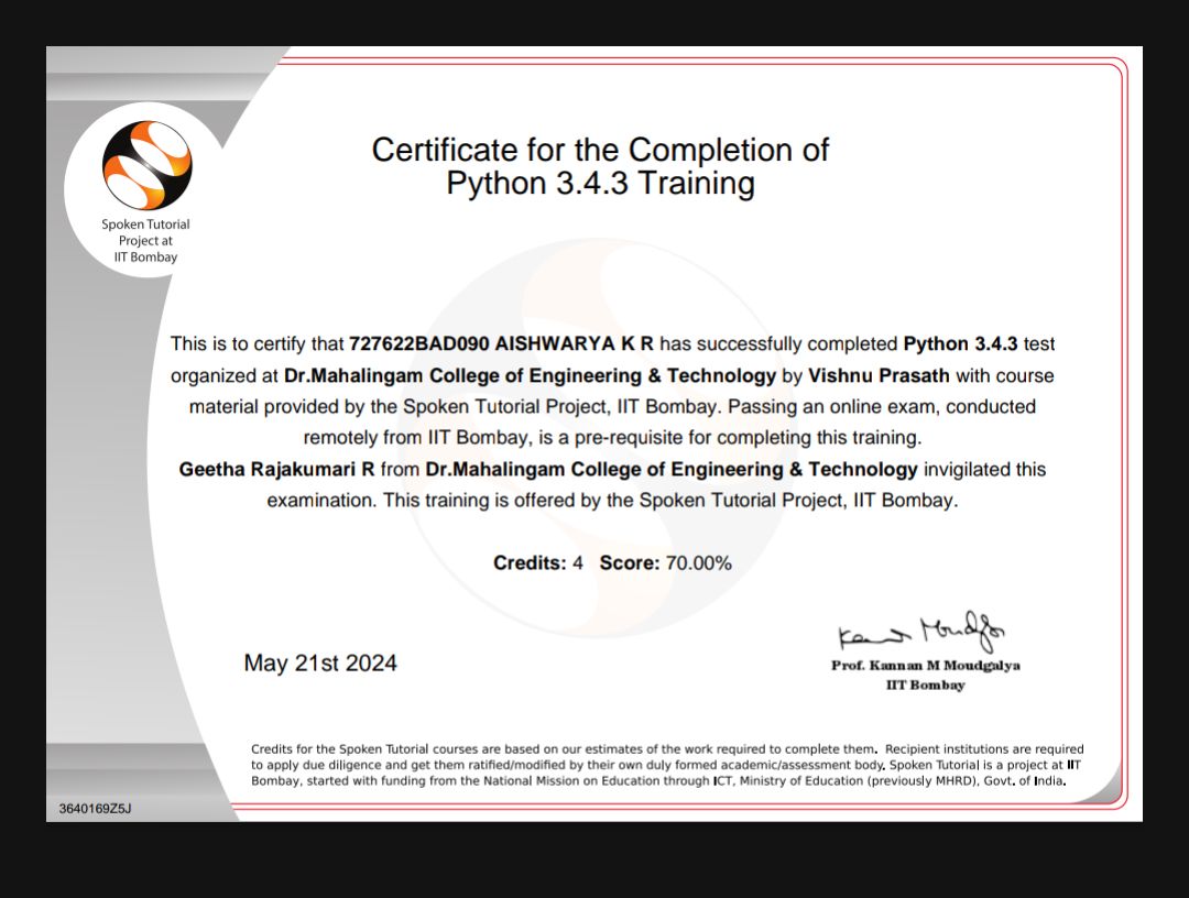 Aishwarya K R on LinkedIn: #python #ai #datascience #continuouslearning ... Aishwarya K R on LinkedIn: #python #ai #datascience #continuouslearning ...