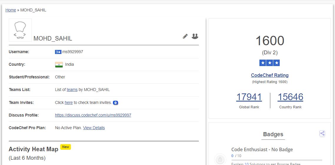 Mohd Sahil on LinkedIn: Finally BLUE @CodeChef Mohd Sahil on LinkedIn: Finally BLUE @CodeChef