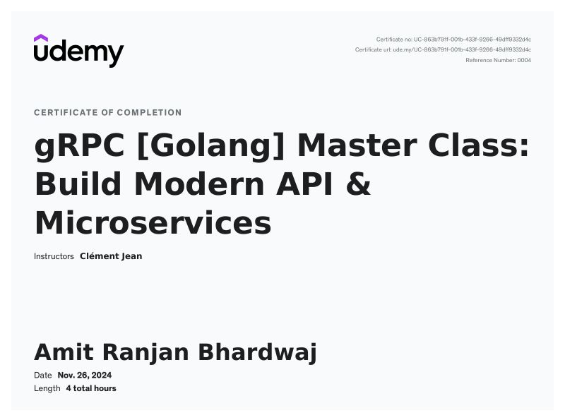 Amit R Bhardwaj on LinkedIn: #grpc #microservice #golang Amit R Bhardwaj on LinkedIn: #grpc #microservice #golang