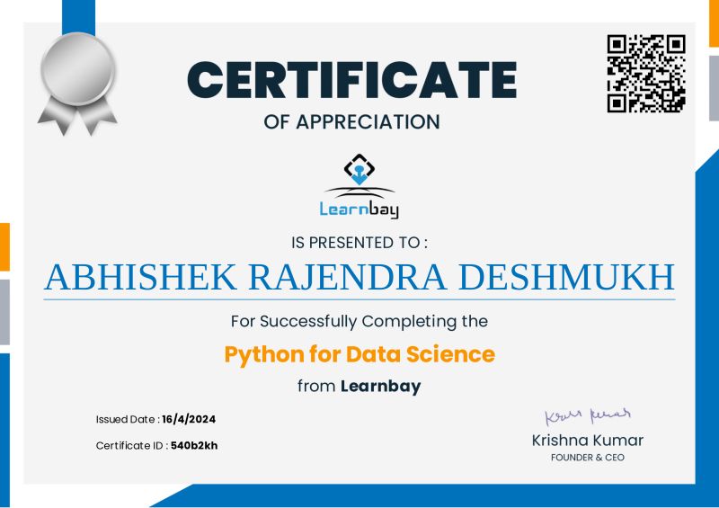 Abhishek Deshmukh on LinkedIn: Core Python Certificate for Data Science Abhishek Deshmukh on LinkedIn: Core Python Certificate for Data Science