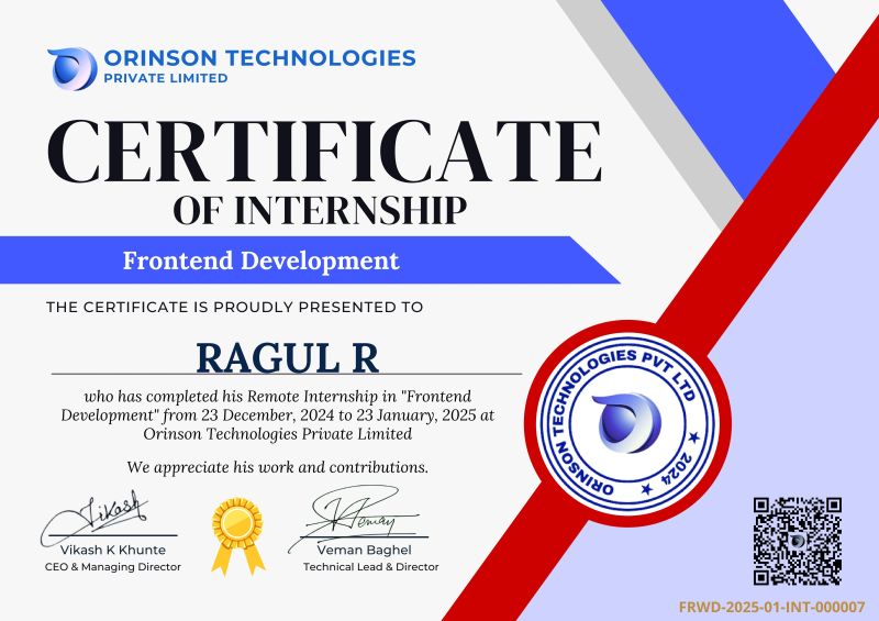 #frontenddevelopment #internship #reactjs #webdevelopment… | RAGUL R #frontenddevelopment #internship #reactjs #webdevelopment… | RAGUL R