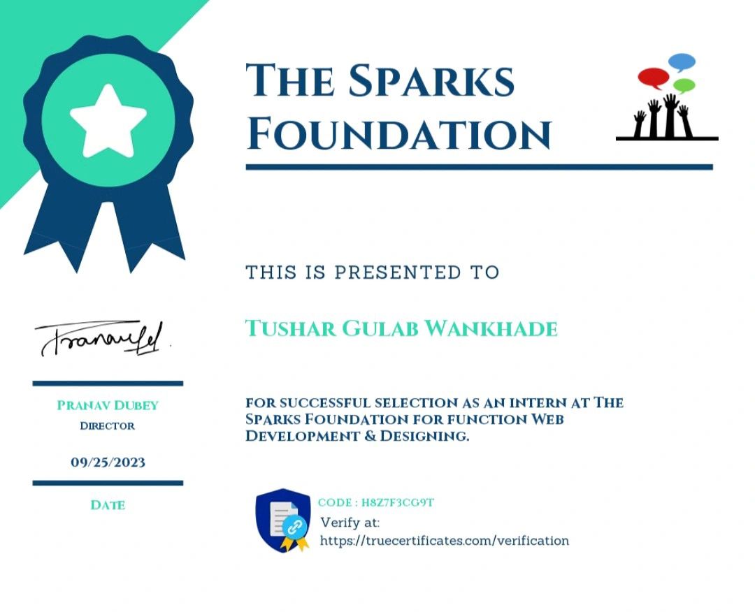 Tushar Wankhade on LinkedIn: #thesparksfoundation #webdevolopment # ... Tushar Wankhade on LinkedIn: #thesparksfoundation #webdevolopment # ...