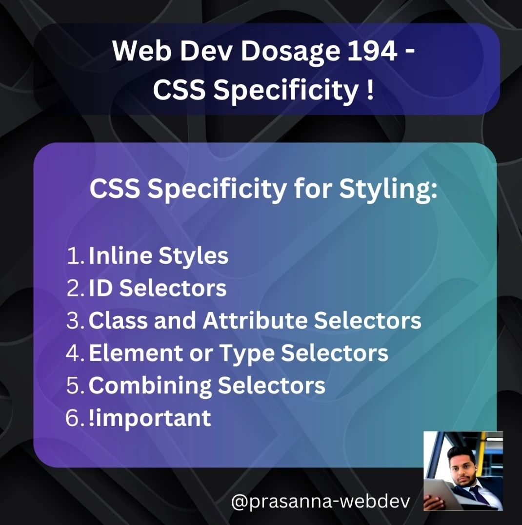 CSS Specificity for Styling | Prasanna D posted on the topic | LinkedIn CSS Specificity for Styling | Prasanna D posted on the topic | LinkedIn