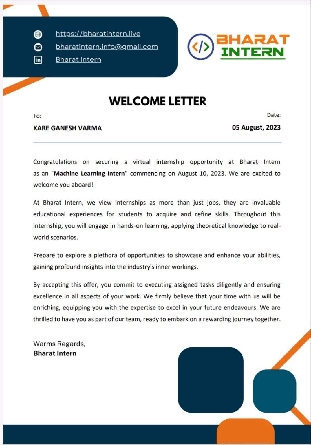 Ganesh Varma Kare on LinkedIn: #bharatintern #machinelearning # ... Ganesh Varma Kare on LinkedIn: #bharatintern #machinelearning # ...