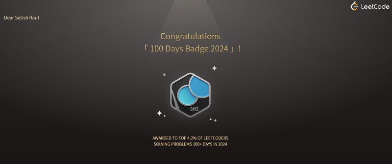 #leetcode #programming #problemsolving #100daysbadge | Satish Raut #leetcode #programming #problemsolving #100daysbadge | Satish Raut