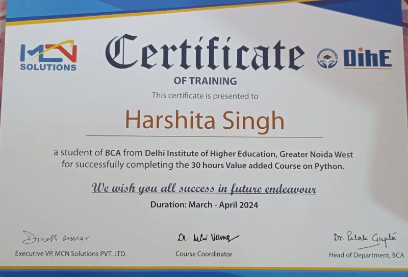 Harshita Singh on LinkedIn: #python #programming #certification # ... Harshita Singh on LinkedIn: #python #programming #certification # ...