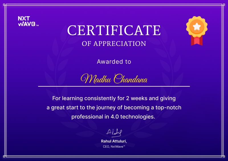 #rahulattuluri #5weekscodingchallege #nxtwave #ccbpian #coding | Madhu ... #rahulattuluri #5weekscodingchallege #nxtwave #ccbpian #coding | Madhu ...
