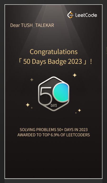Tushar Talekar on LinkedIn: #leetcode #leetcode #firstbadge # ... Tushar Talekar on LinkedIn: #leetcode #leetcode #firstbadge # ...