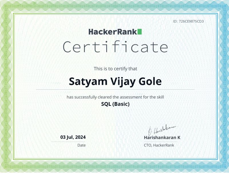 Satyam Gole on LinkedIn: #sql #certification #dataanalytics Satyam Gole on LinkedIn: #sql #certification #dataanalytics